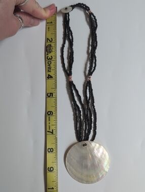 Jewelry | Irradescent White Shell And Black Bead Necklace | Poshmark